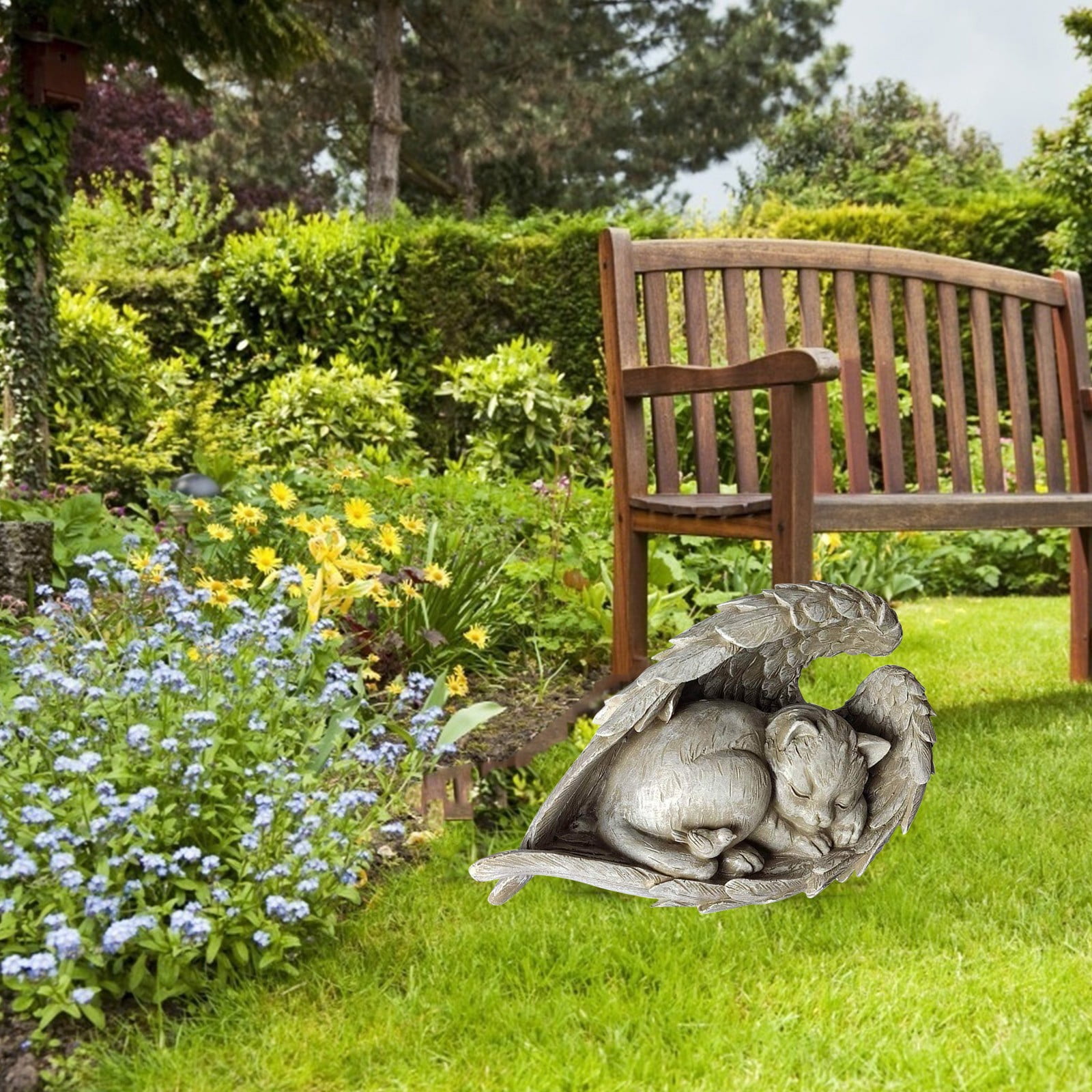 ornament display,Pet Resin Statue Dog cat Sleeping in Angel Wing Pet ...