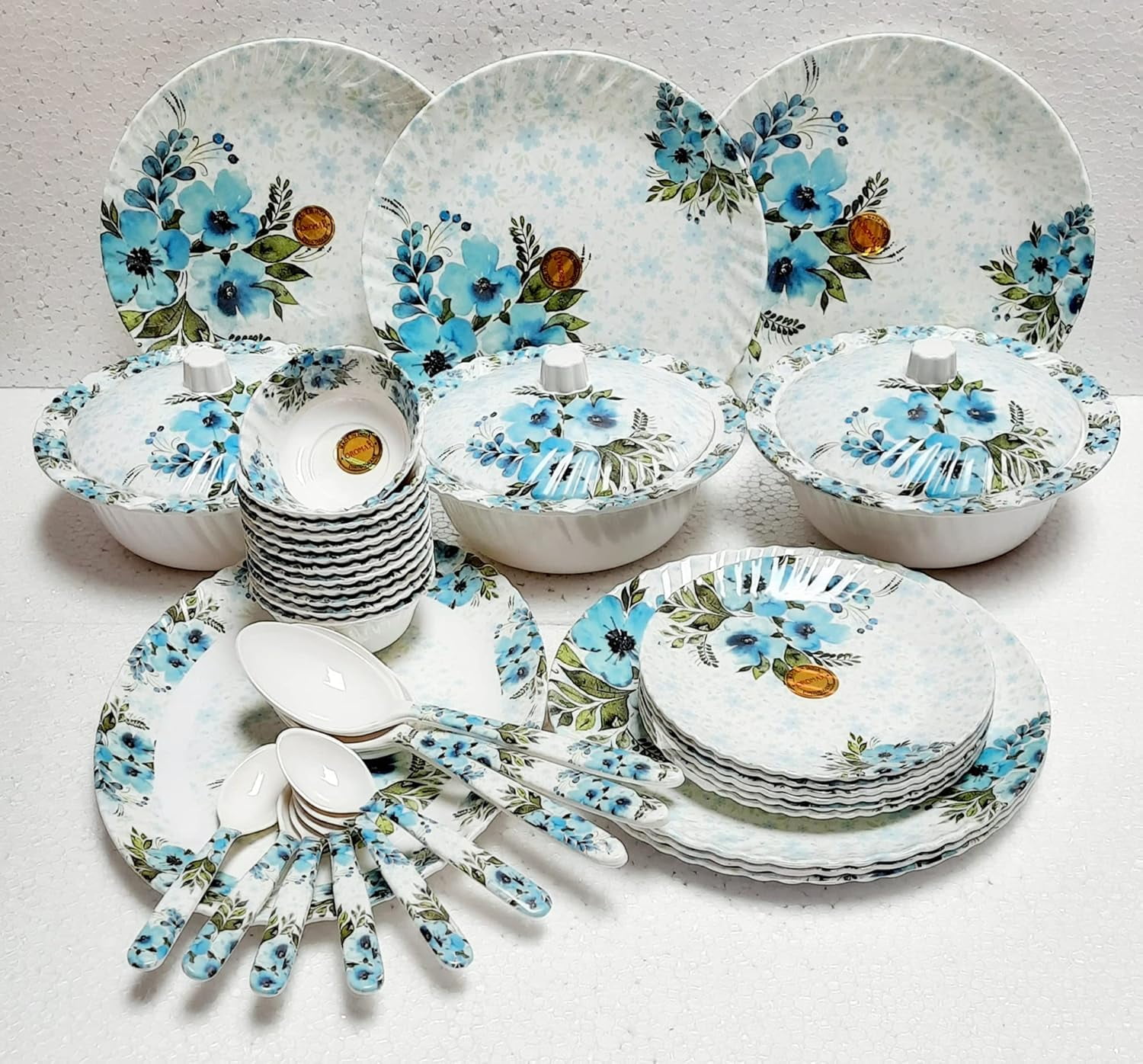 oromax Zara Round Melamine Floral Print Dinner Set Of 40Pcs White ...