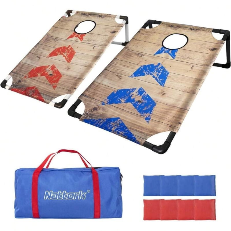 ortable PVC Framed Cornhole Game Set With 2 Collapsible Cornhole Boards ...