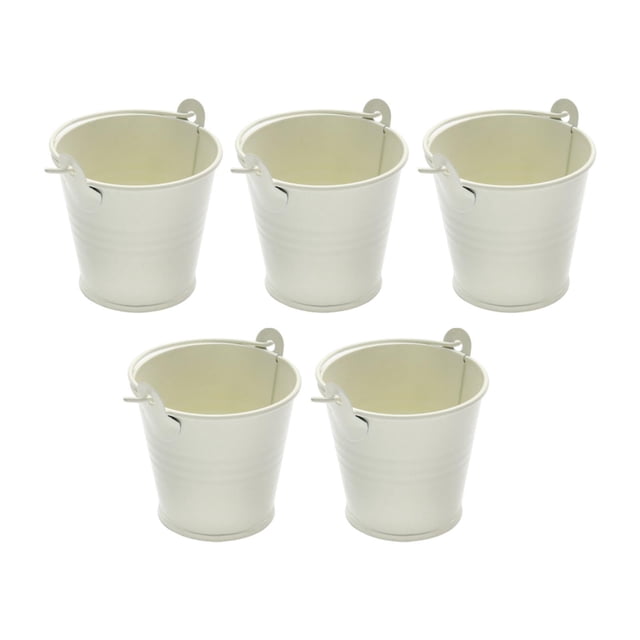 oshhni 5x Galvanized Metal Buckets Container Rustic Party Favors Sturdy ...