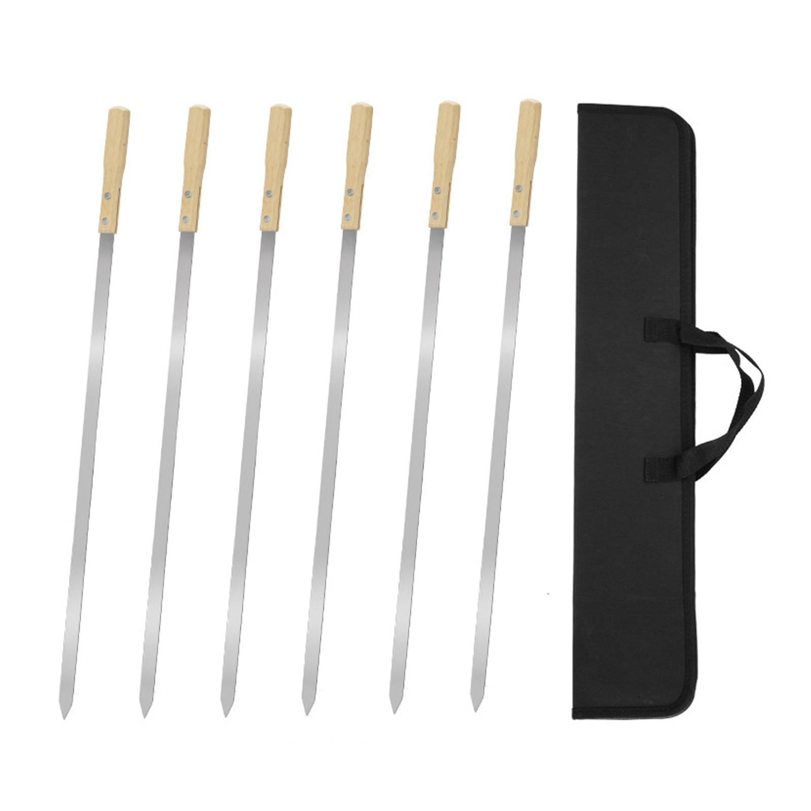 oshhni 6 Pieces BBQ Barbecue Sticks BBQ Pin Stick BBQ Skewers for Prawn ...