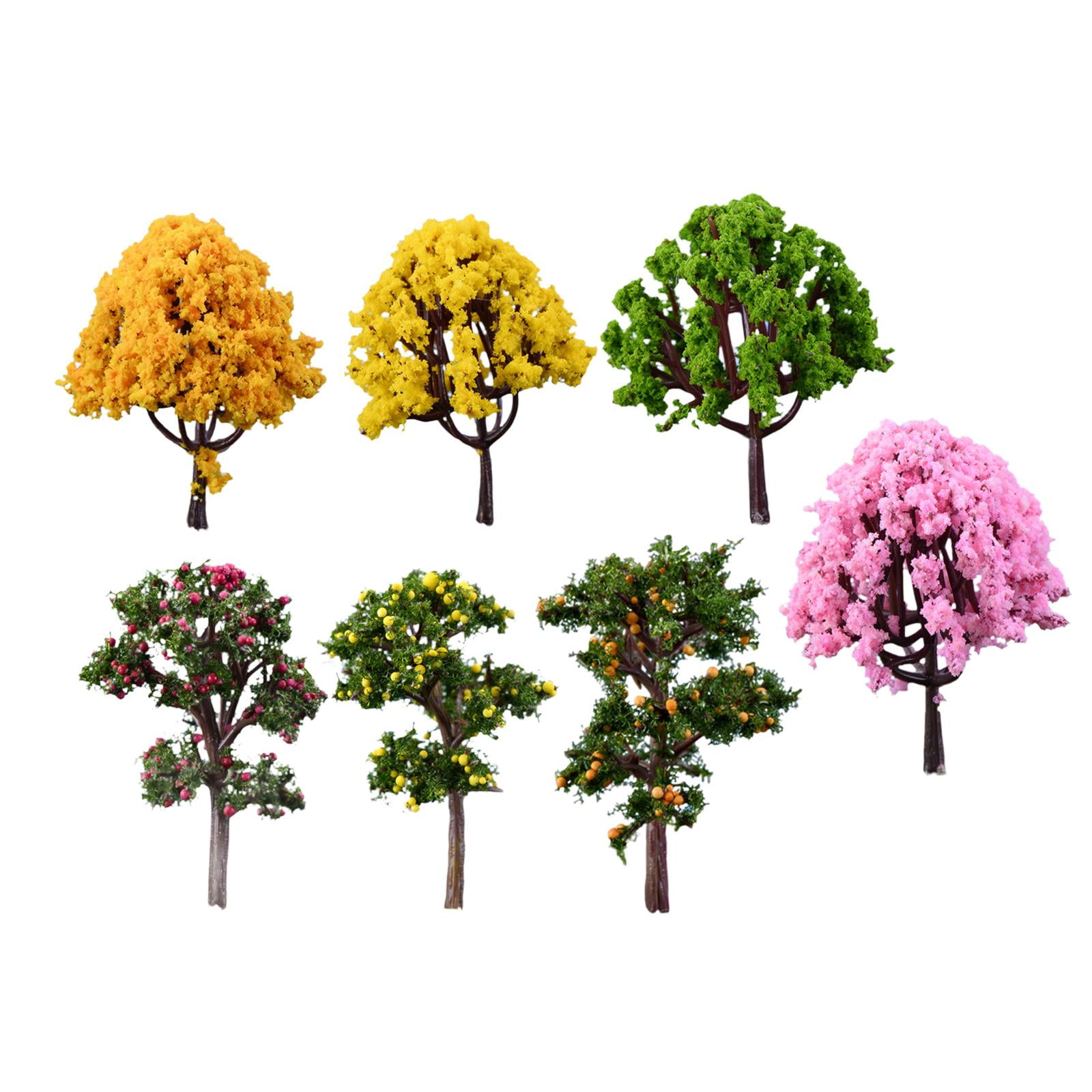 oshhni 7 Pieces Miniature Artificial Trees Mixed Model Trees for ...