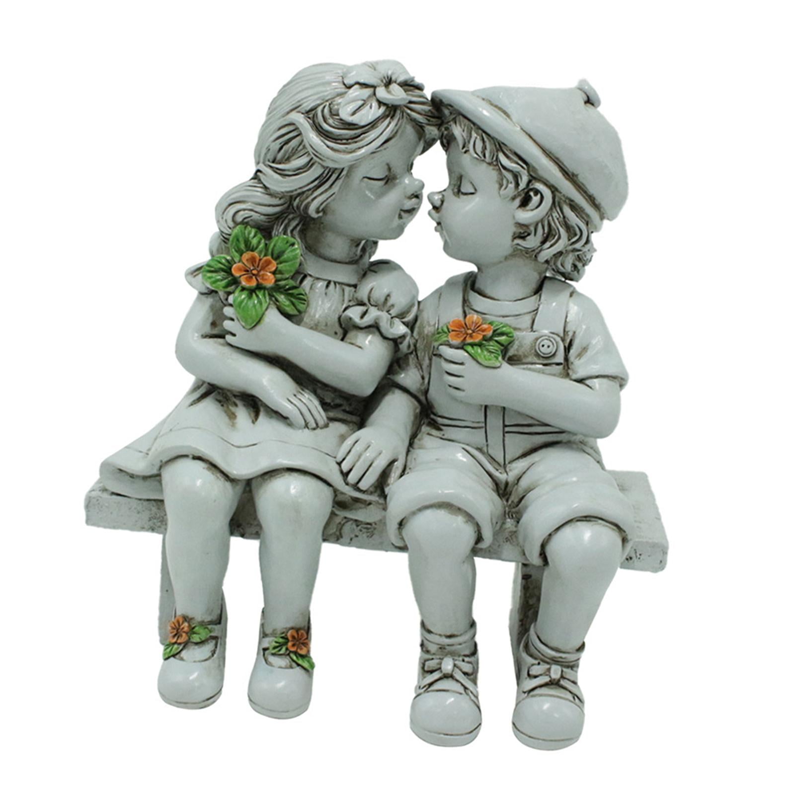 oshhni Boy and Girl Statue Valentine Gifts Garden Decoration for ...