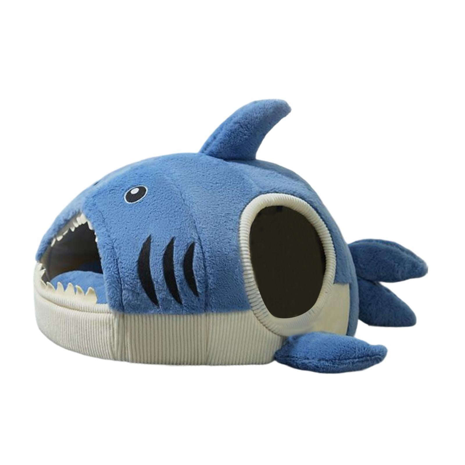 oshhni Cat Nest Kitten Cat Warm House Shark Shape Soft Detachable Pets ...