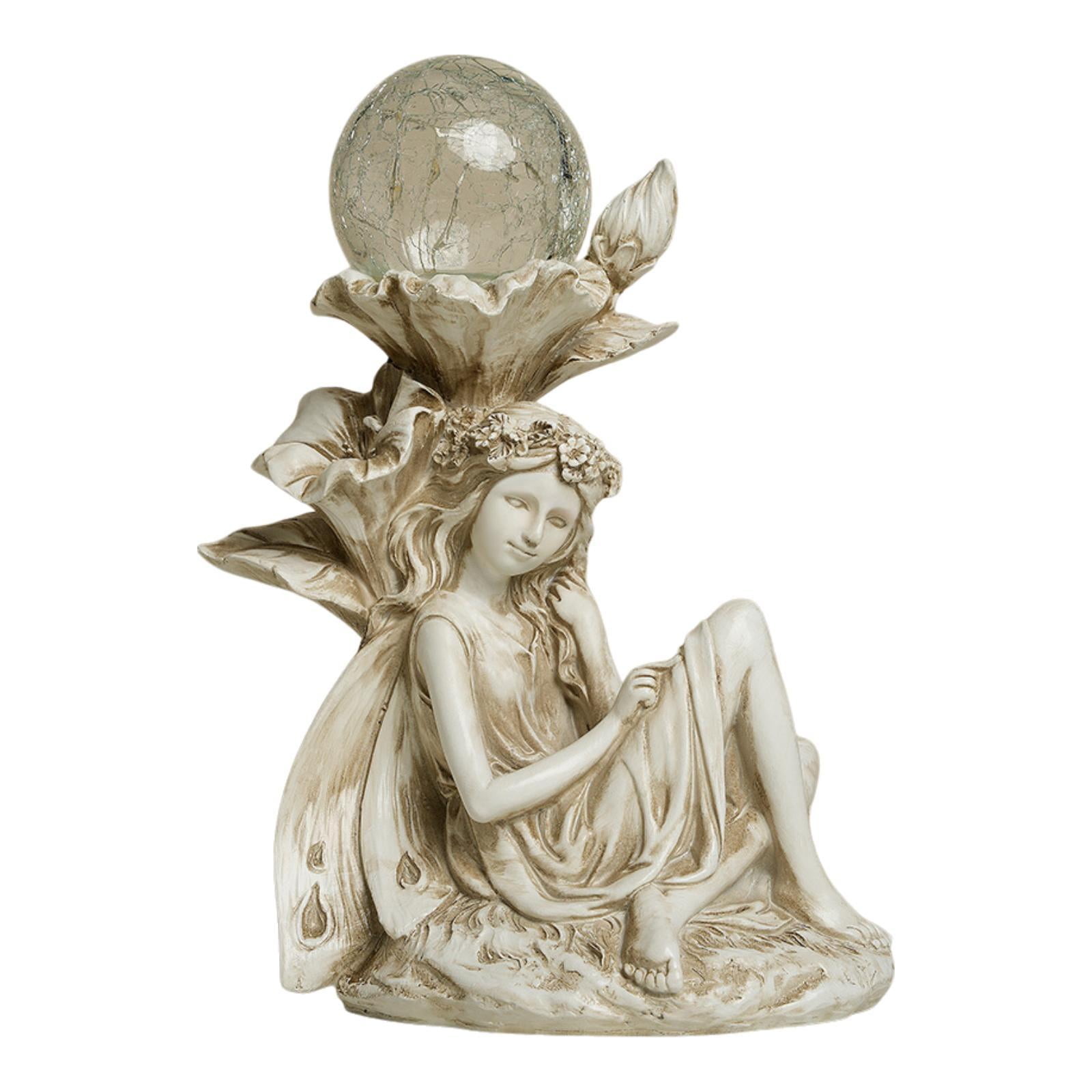 oshhni Fairy Garden Statue Figurine Lamp Solar Powered Resin Decorative ...