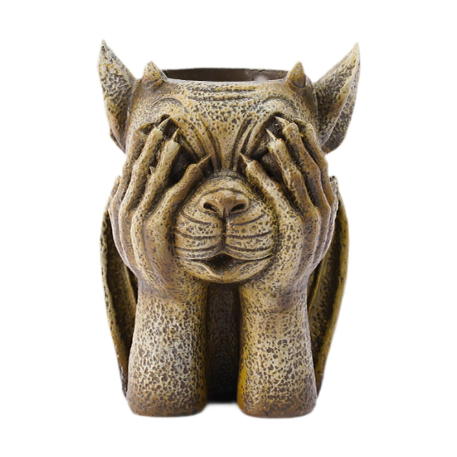 oshhni Gargoyle Sculpture Crafts Resin Flowerpot Plant Pot for Yard ...