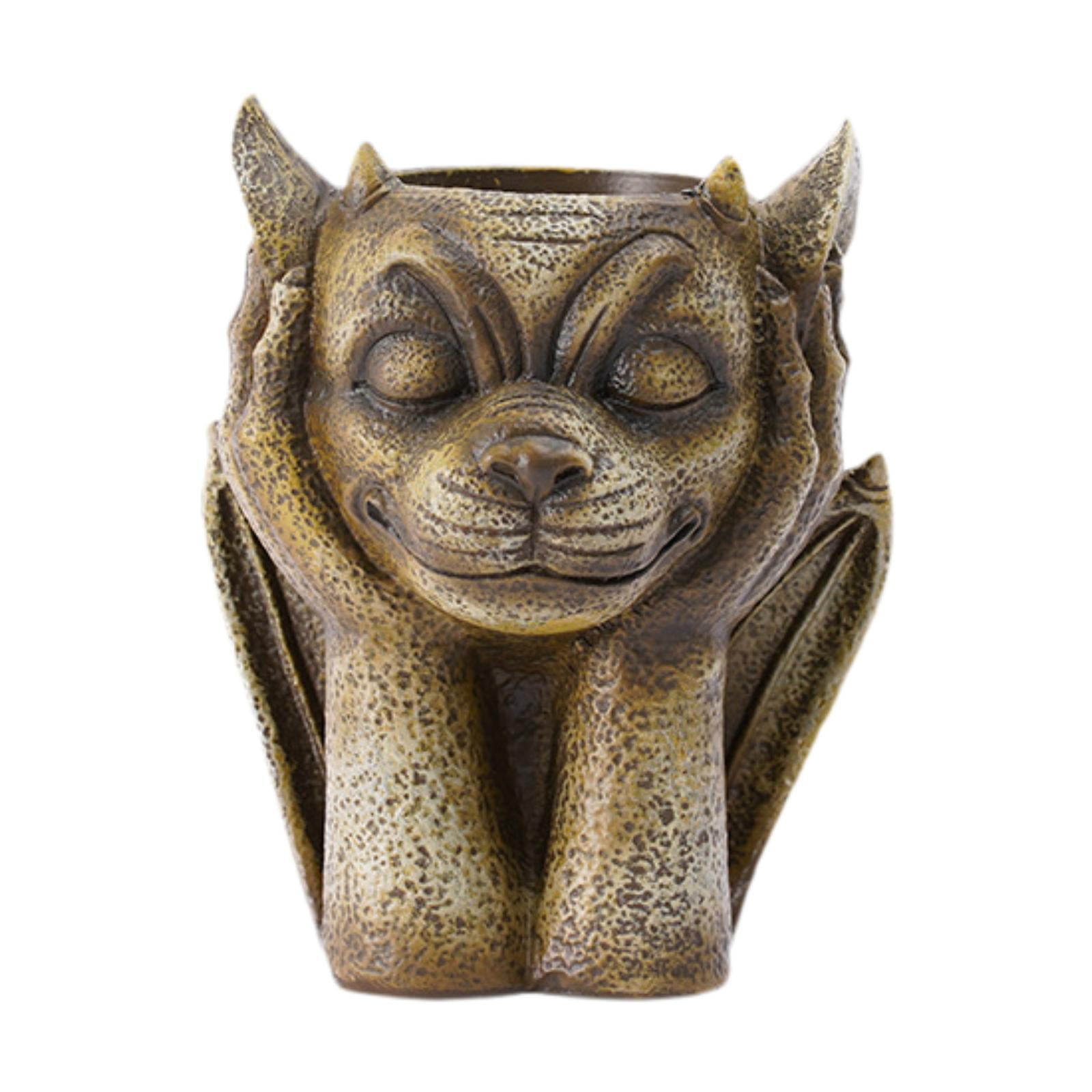oshhni Gargoyle Sculpture Crafts Resin Flowerpot Plant Pot for Yard ...