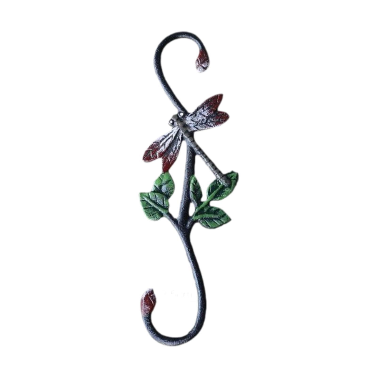 oshhni Heavy Duty S Hook Decorative Rustic S Shaped Bracket for Balcony Garden Wall Dragonfly ...