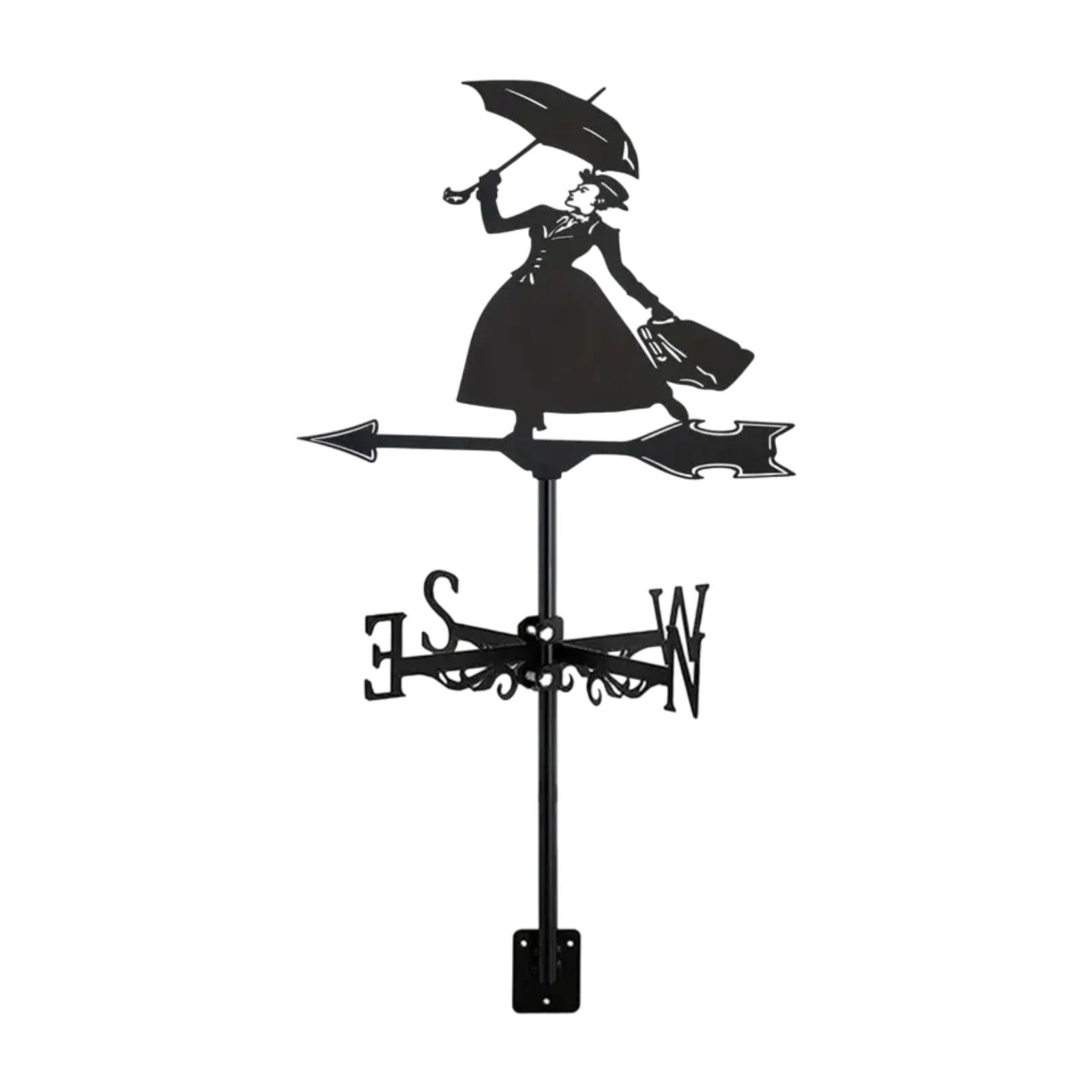 oshhni Lady Holding Umbrella Figurine Wind Vane Metal Weathervane for ...