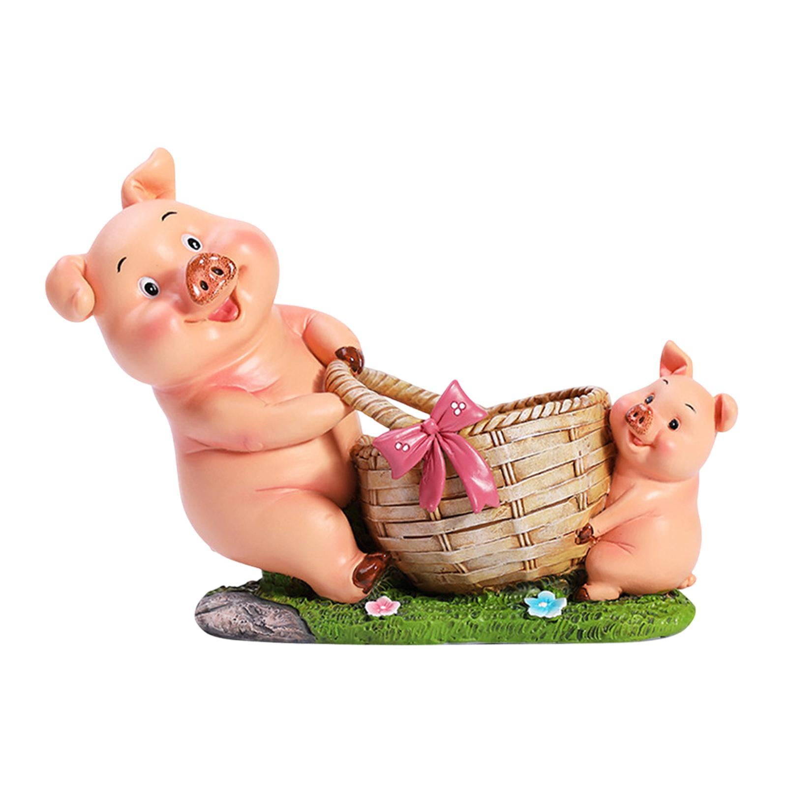 oshhni Pig Statue Flowerpot Planter Creative Decorative Cartoon Simple ...