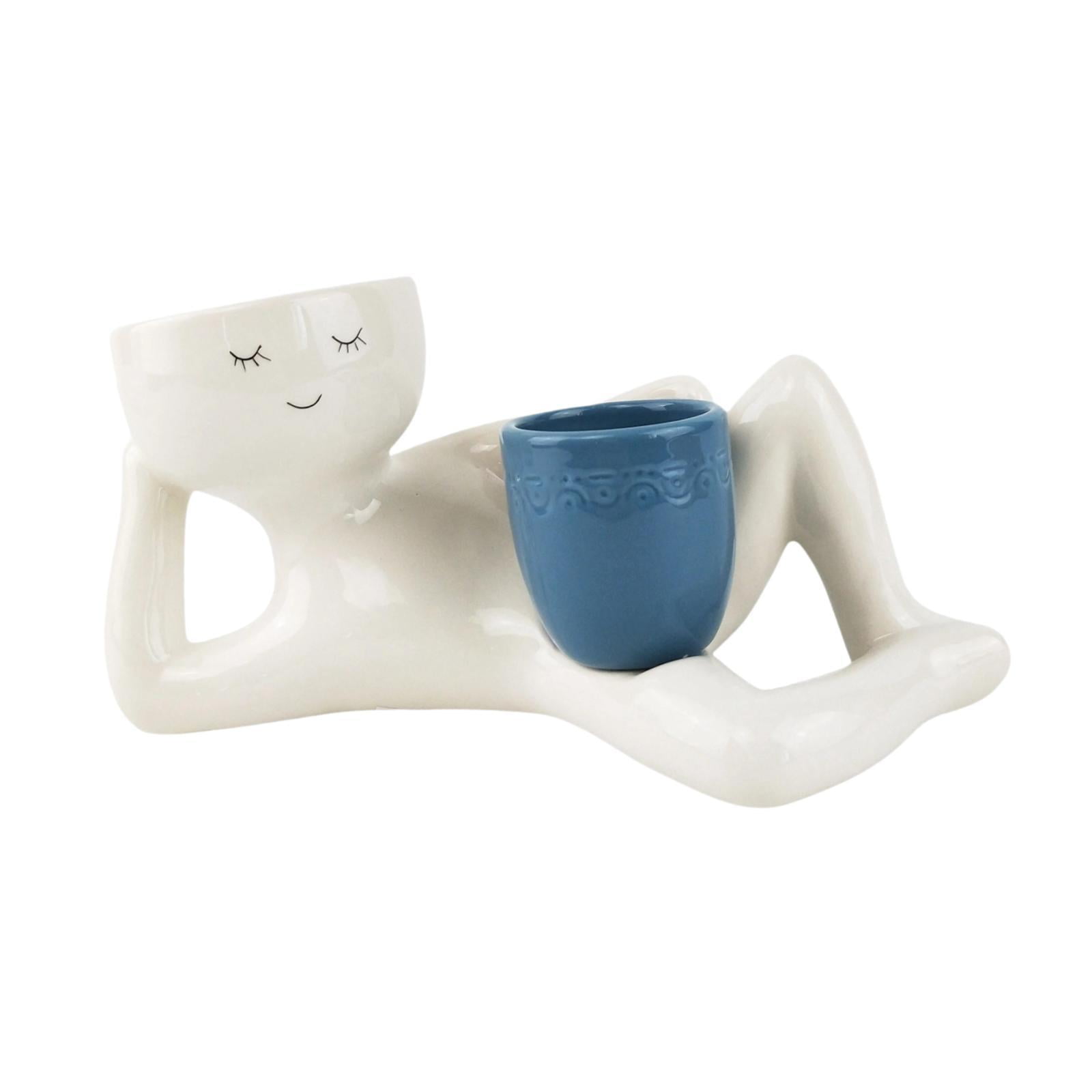 oshhni Side Lying Figure Planter Art Crafts Resin Plant Pot for ...