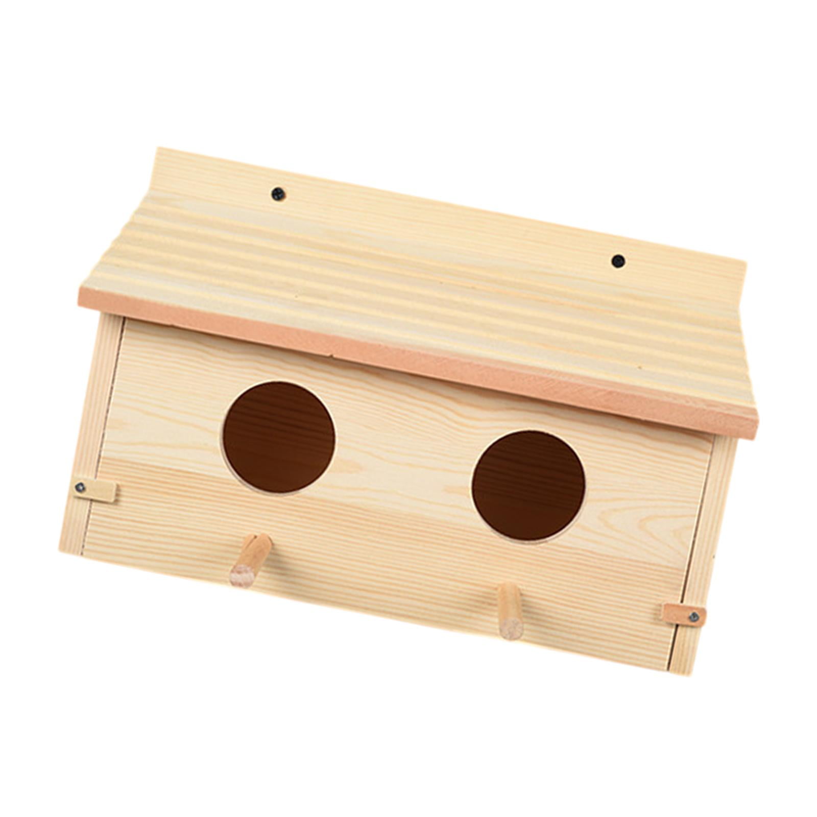 oshhni Wood Bird House Cage Weatherproof 2 Holes for Bluebirds s ...