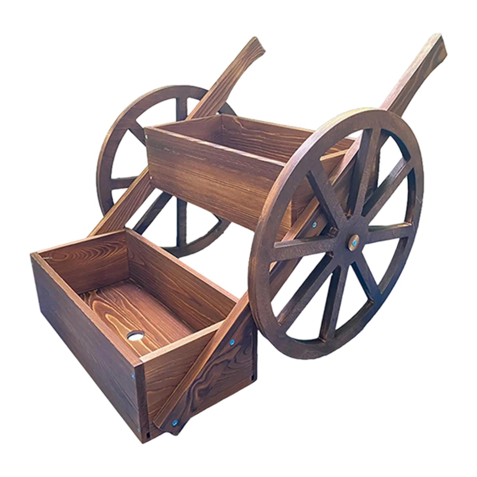 oshhni Wooden Wagon Planter Box Corner Porch Decorative Display Rack ...