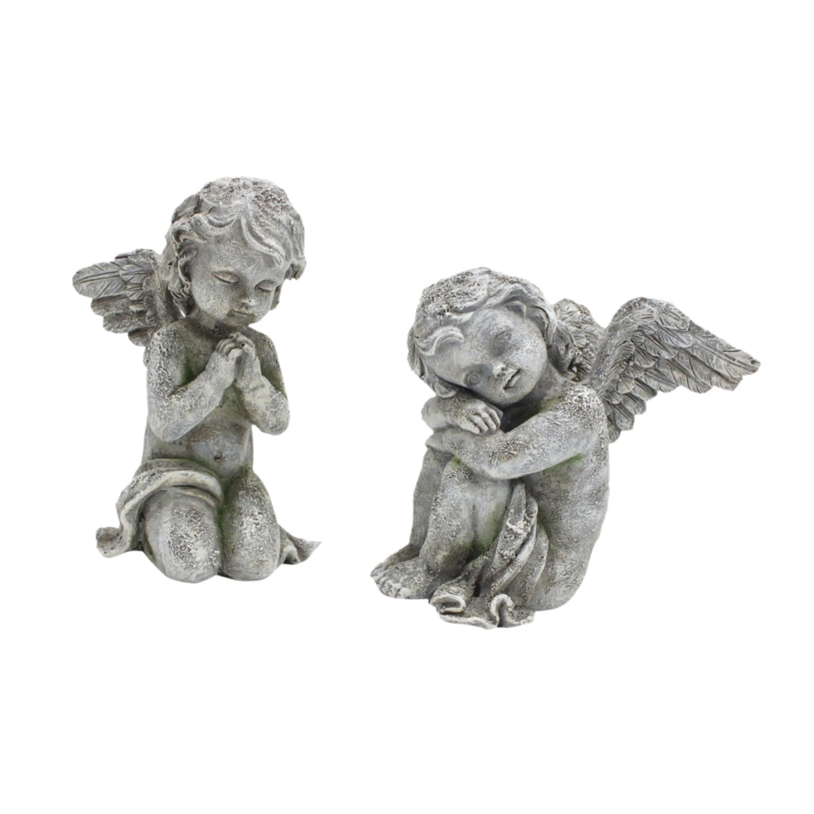 oshhnii 2 Pieces Angel Statues Cabinet Tabletop Artwork Countertop ...