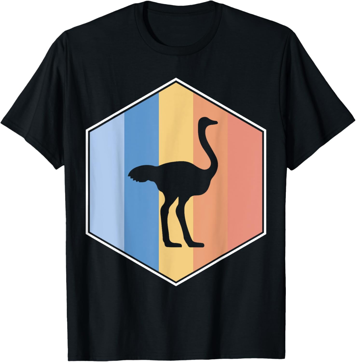 ostrich with Retro Colors in a Hexagon T-Shirt men and women can wear ...