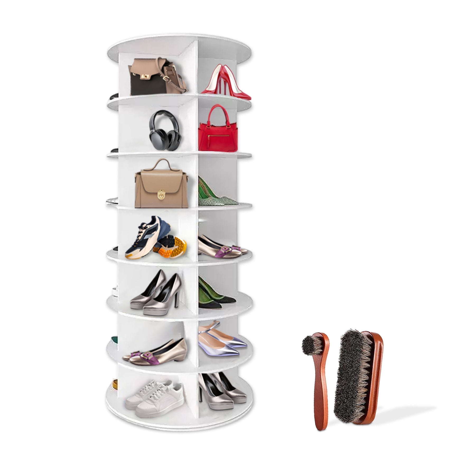 Rotating Shoe Rack, 7-Tier Spinning Shoe Organizer, Space-Saving 360 ...