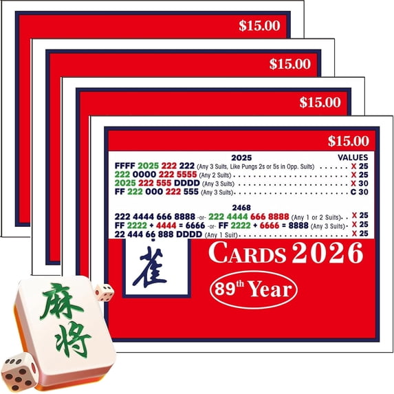 otnbgsr 4 Pack 2026 Mahjong Card Official Revision Large Print Mah ...