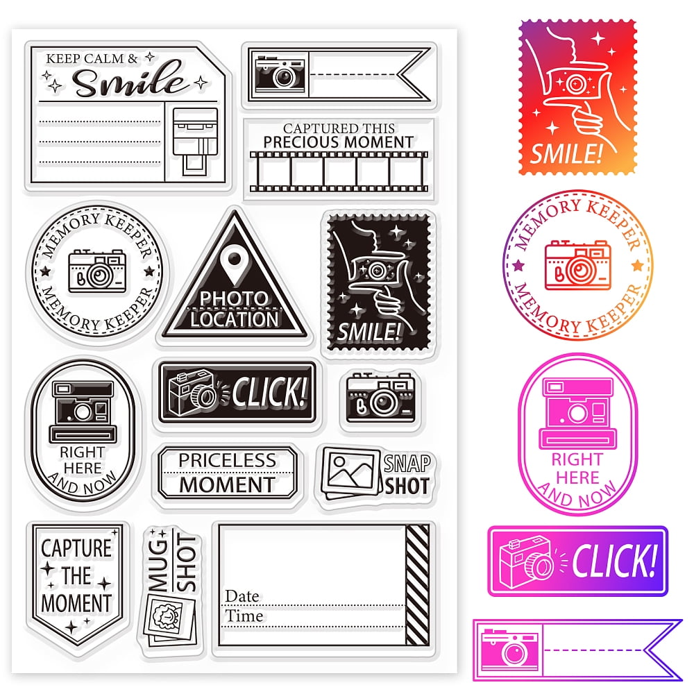 oto Label Tag Clear Stamps for DIY Scrapbooking Camera Record Silicone ...