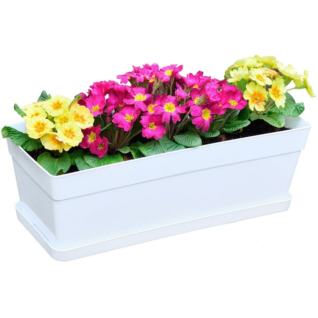 oungever 3 Pack 15 Inch Plastic Window Box Planter, Heavy Duty, Flower ...