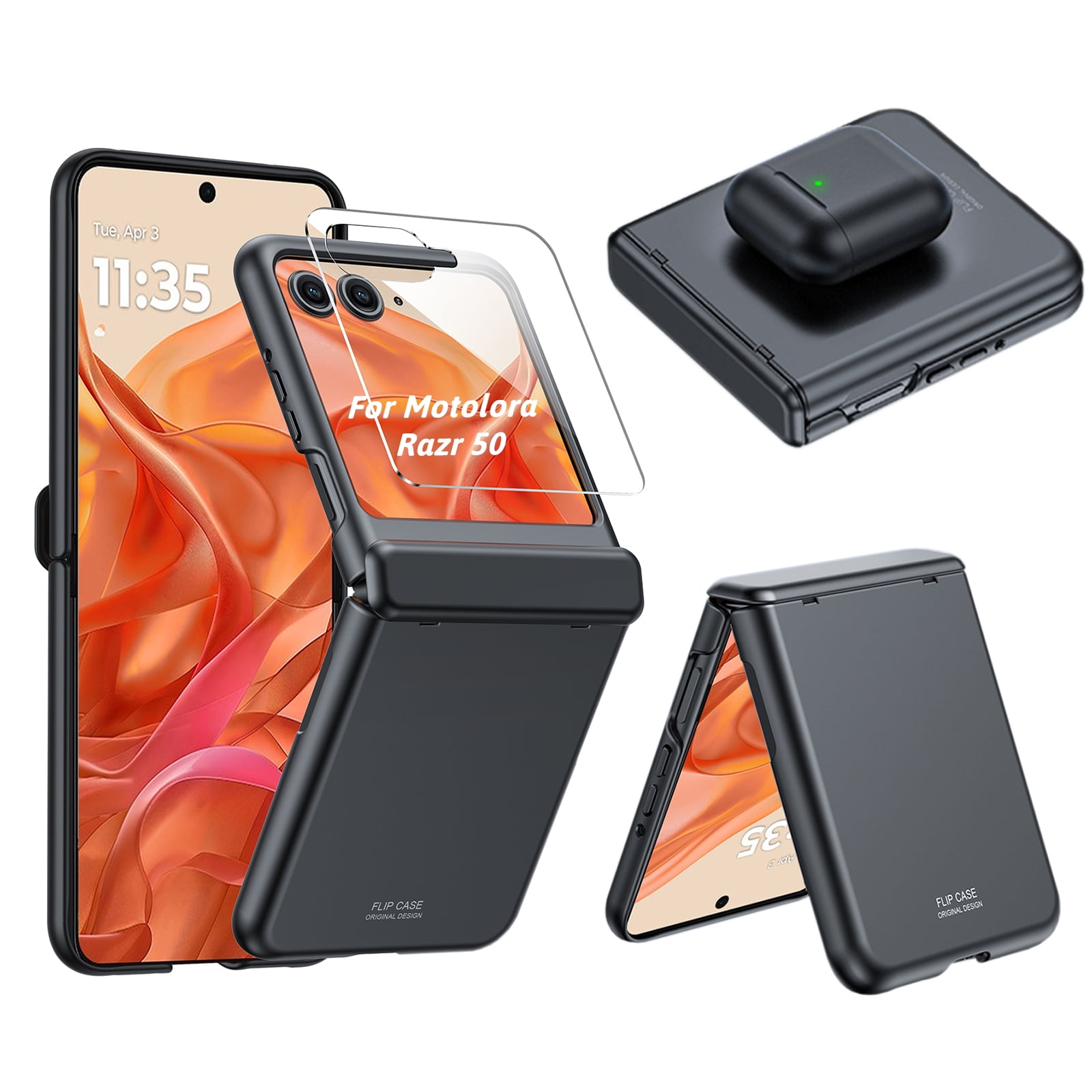 oupeigar for Motorola Razr 2024 Case with Hinge Protection & Built-in ...