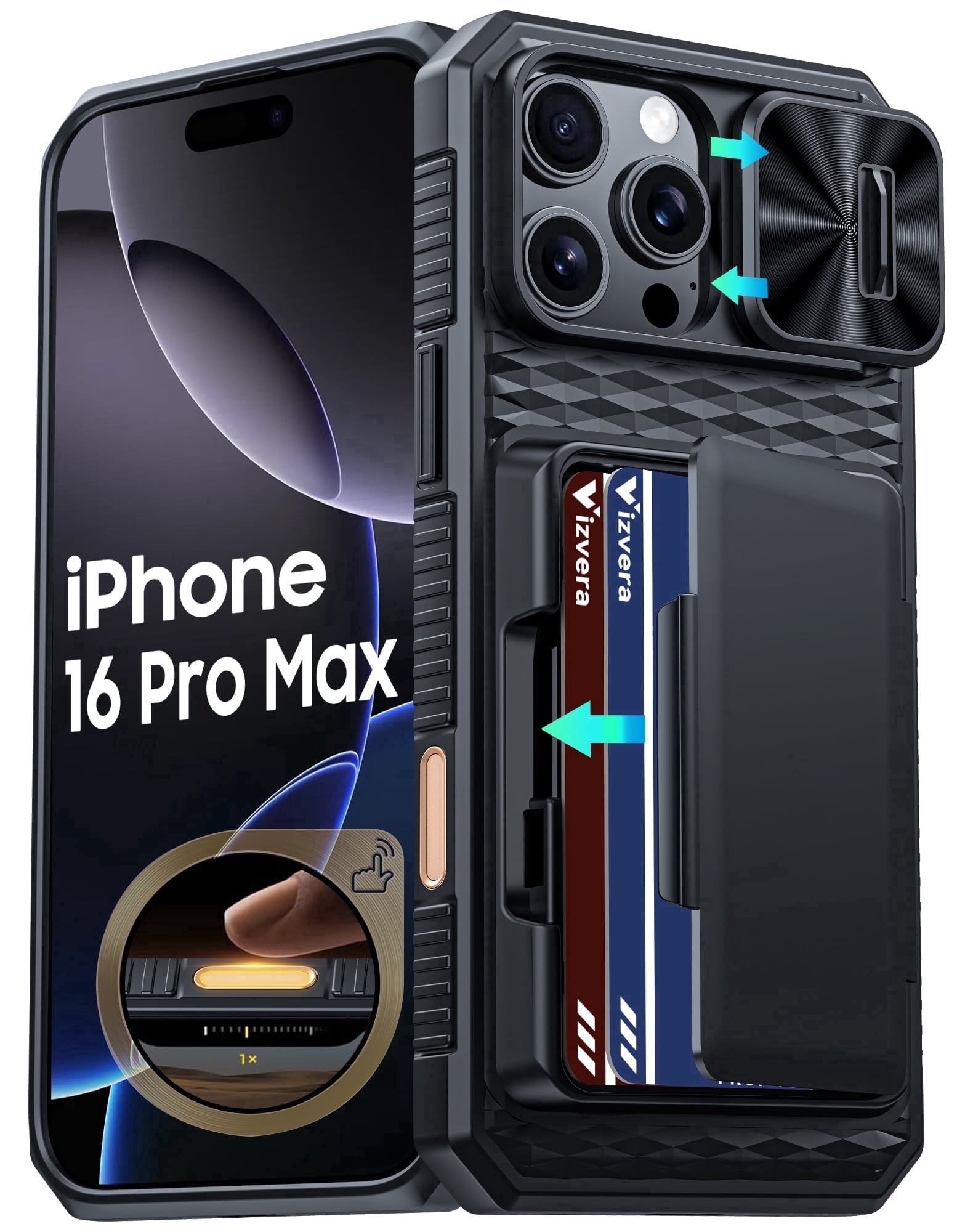 Oupeigar for iPhone 16 Pro Max Phone Case with [Cards Holder][RFID ...