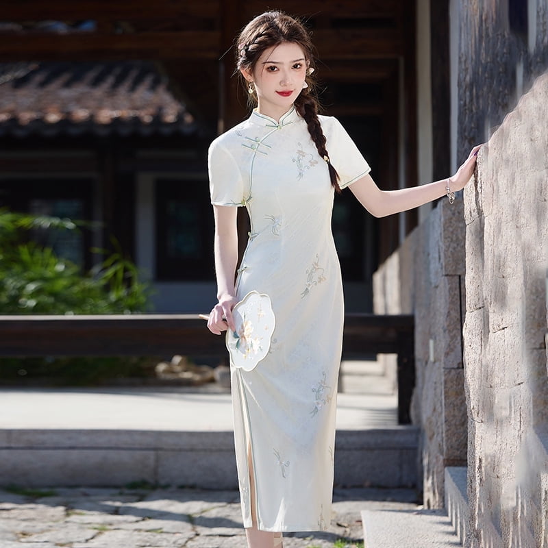ourqipao Summer Composite Lace Embroidered Cheongsam Chinese Style ...