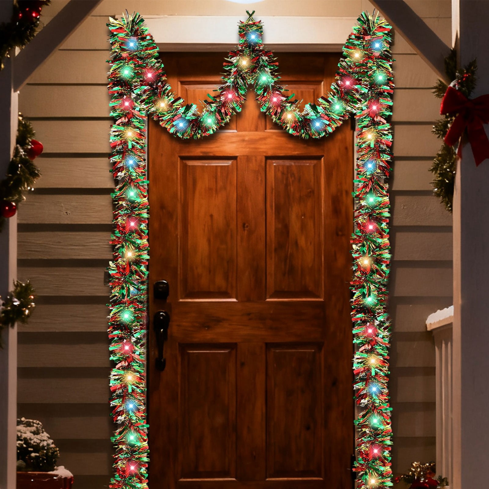 outdoor christmas garland,Christmas Tinsel Garland,light up garland,Pre ...