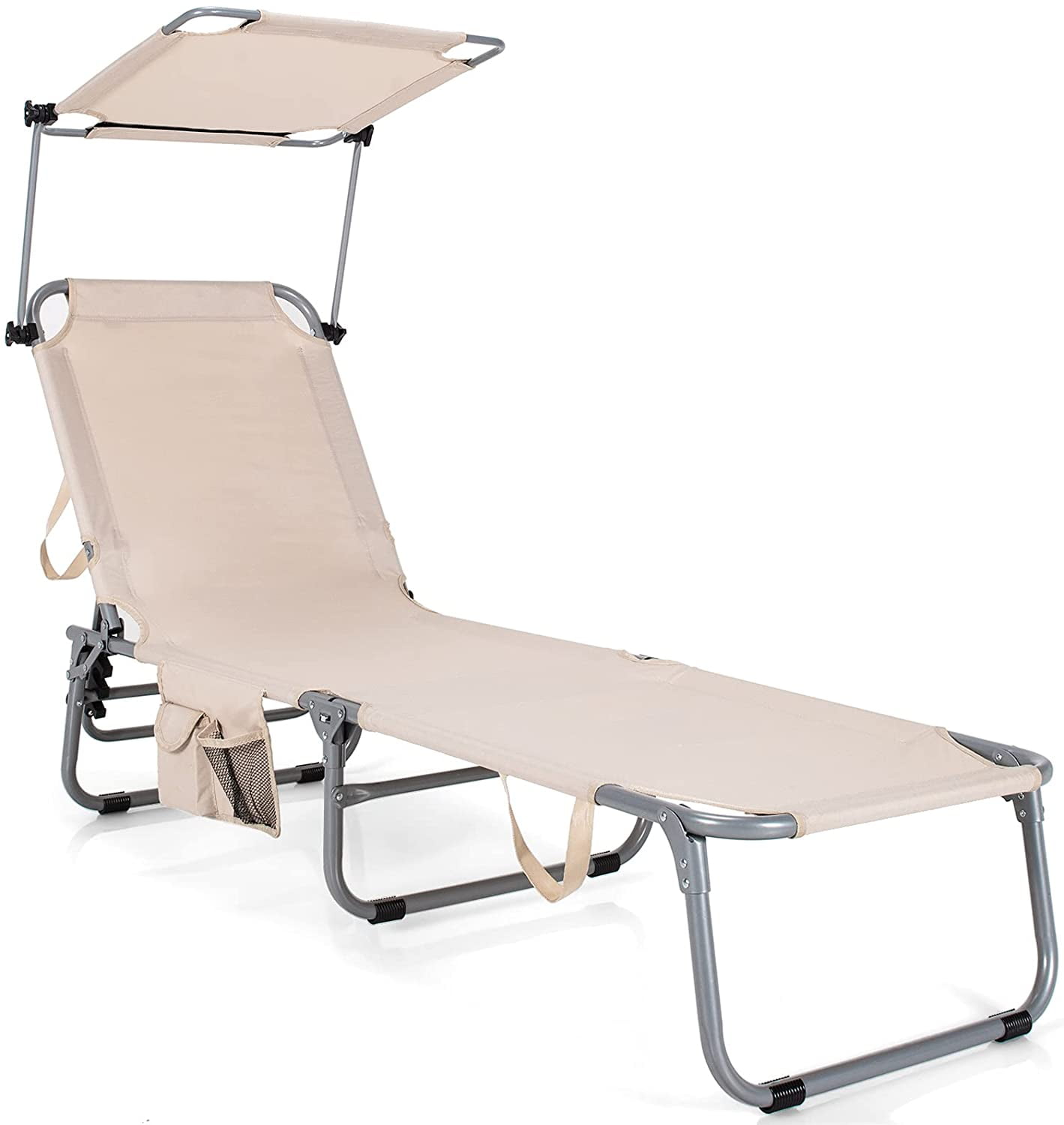 **outdoor folding chaise lounge, portable tanning chair with 5 ...