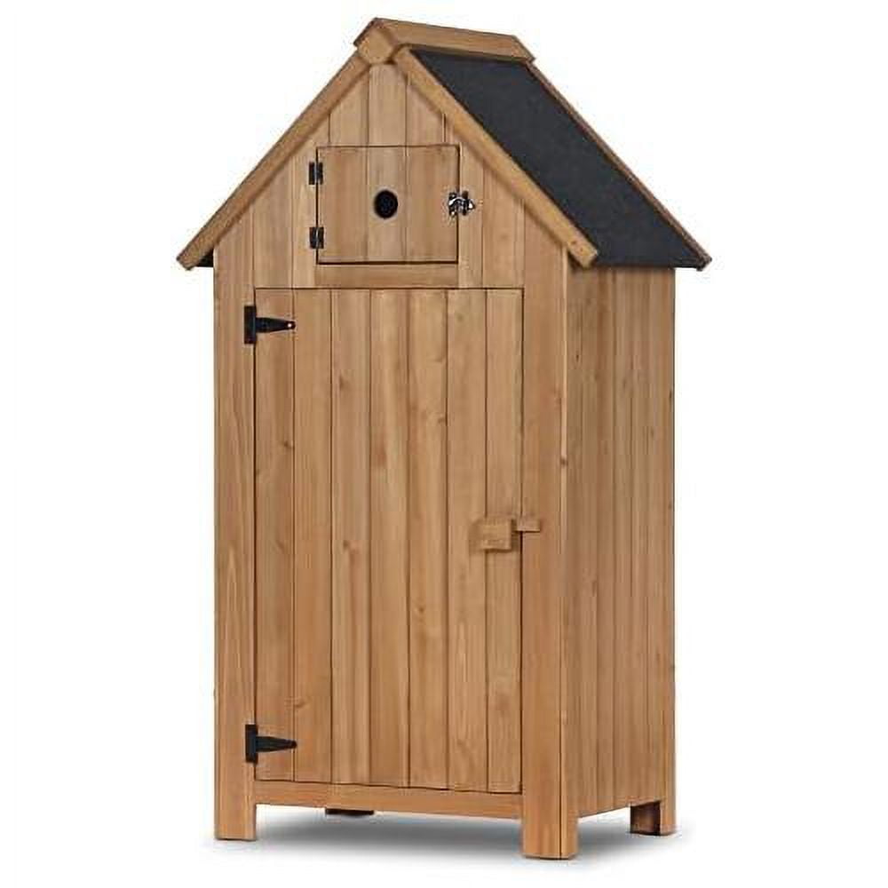 outdoor wood storage cabinet, small size garden cupboard with door and ...