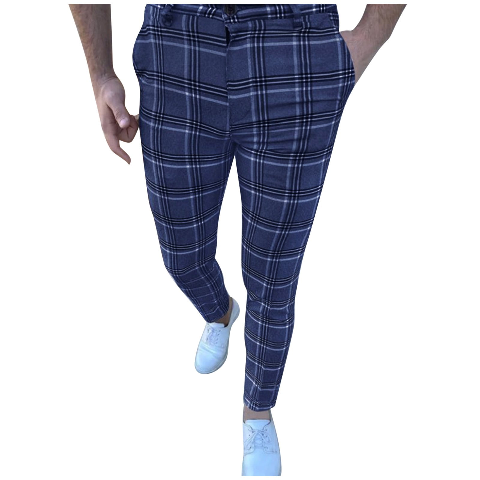 Outfmvch men's pants ed Mid Waist Fit Stretch Dress Pencil Long pants ...