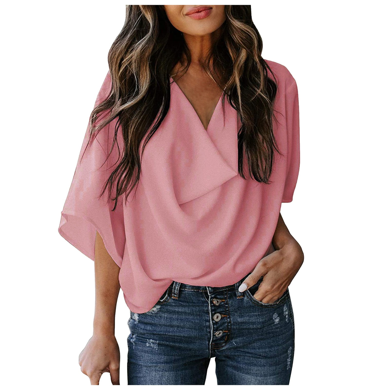 outfmvch shirts for women blouses and tops for work v-neck casual loose ...