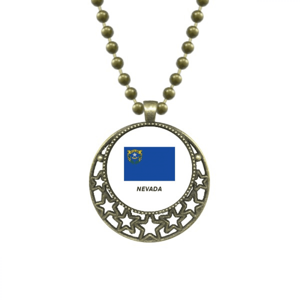 outline flag state nevada pendant star necklmoon chain jewelry ...