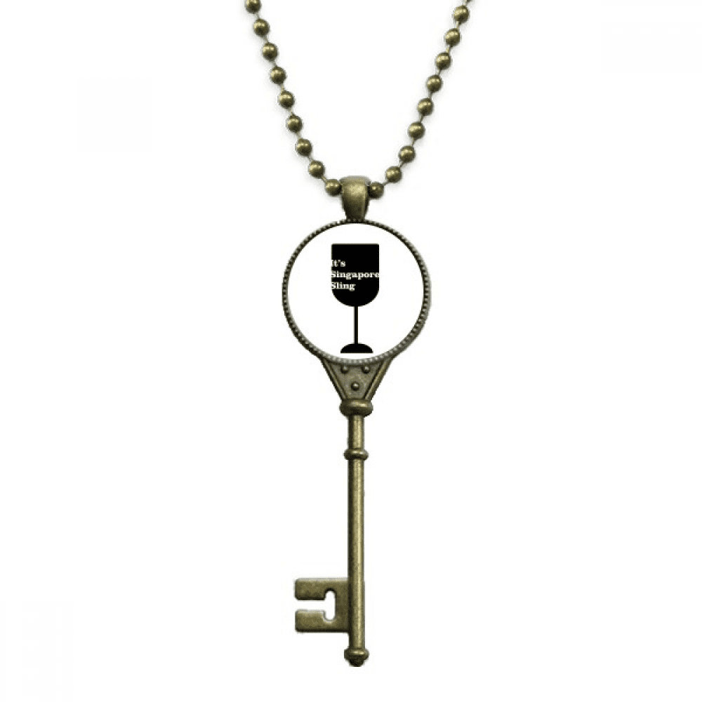 outline of singapore sling key necklace pendant tray embellished chain ...