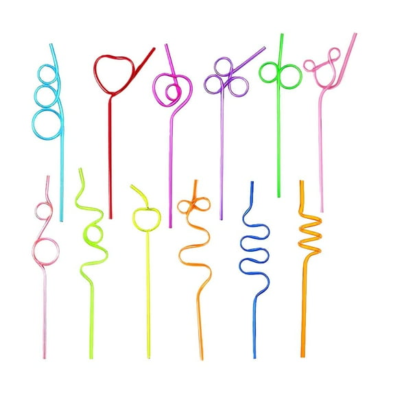 ouytwer Creative Curved Drinking Straws Colourful Irregular Supplies ...