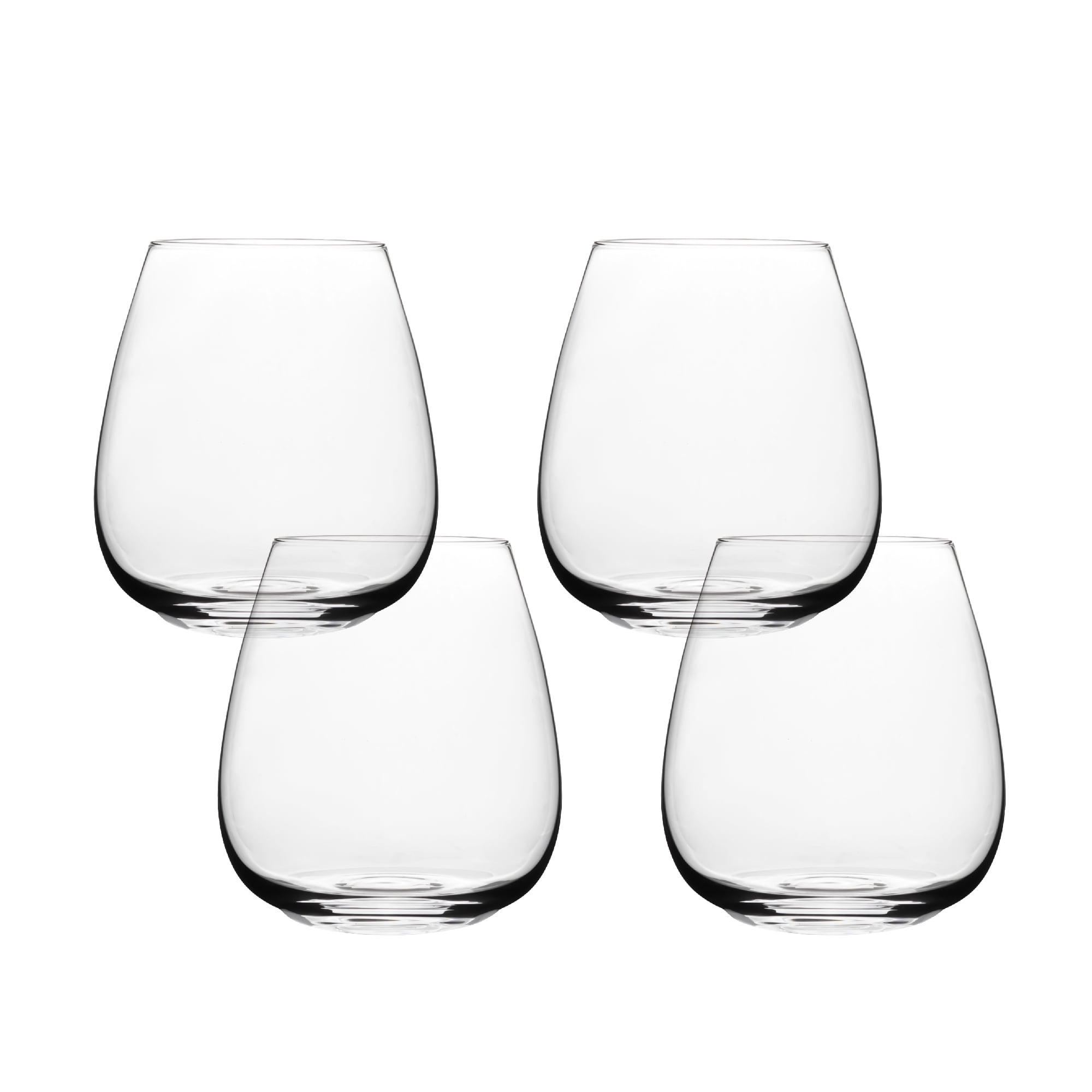 over&back 16oz Traditional Glassware - Set of 4 Classic Stemless Drinking Glasses for Parties ...