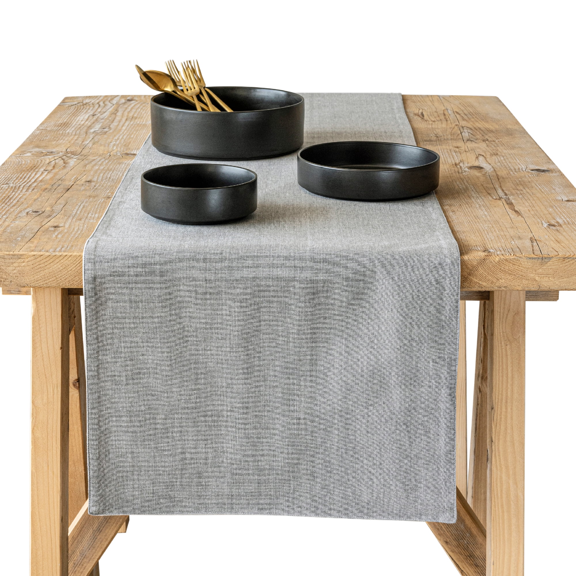 over&back 18x90 Woven Chambray Cotton Table Runner - Washable Table ...
