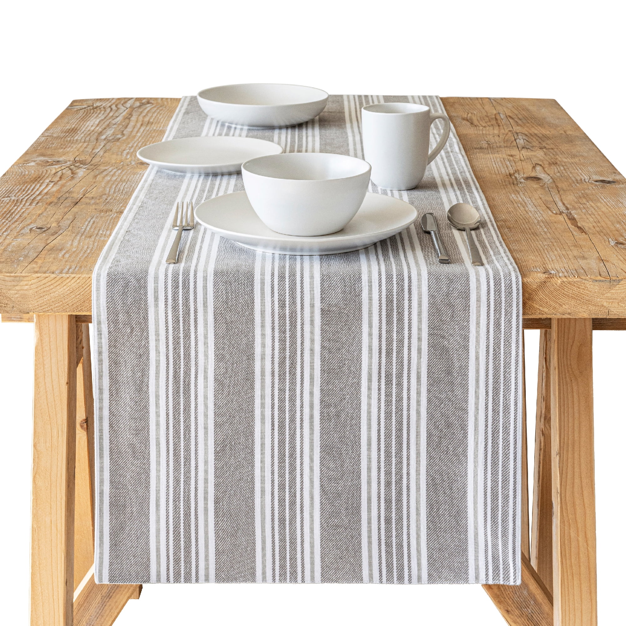 over&back 18x90 Woven Striped Table Runner - Washable Table Runners for ...