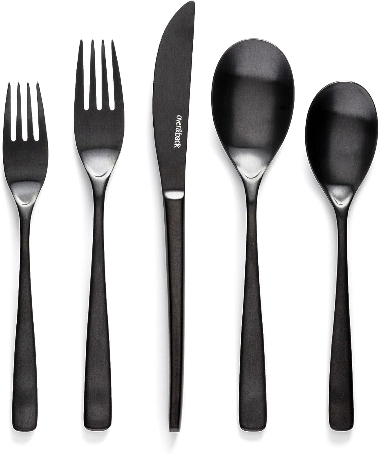 over&back 20pc Curved Flatware Cutlery Set - Comes with 4 Dinner Forks ...