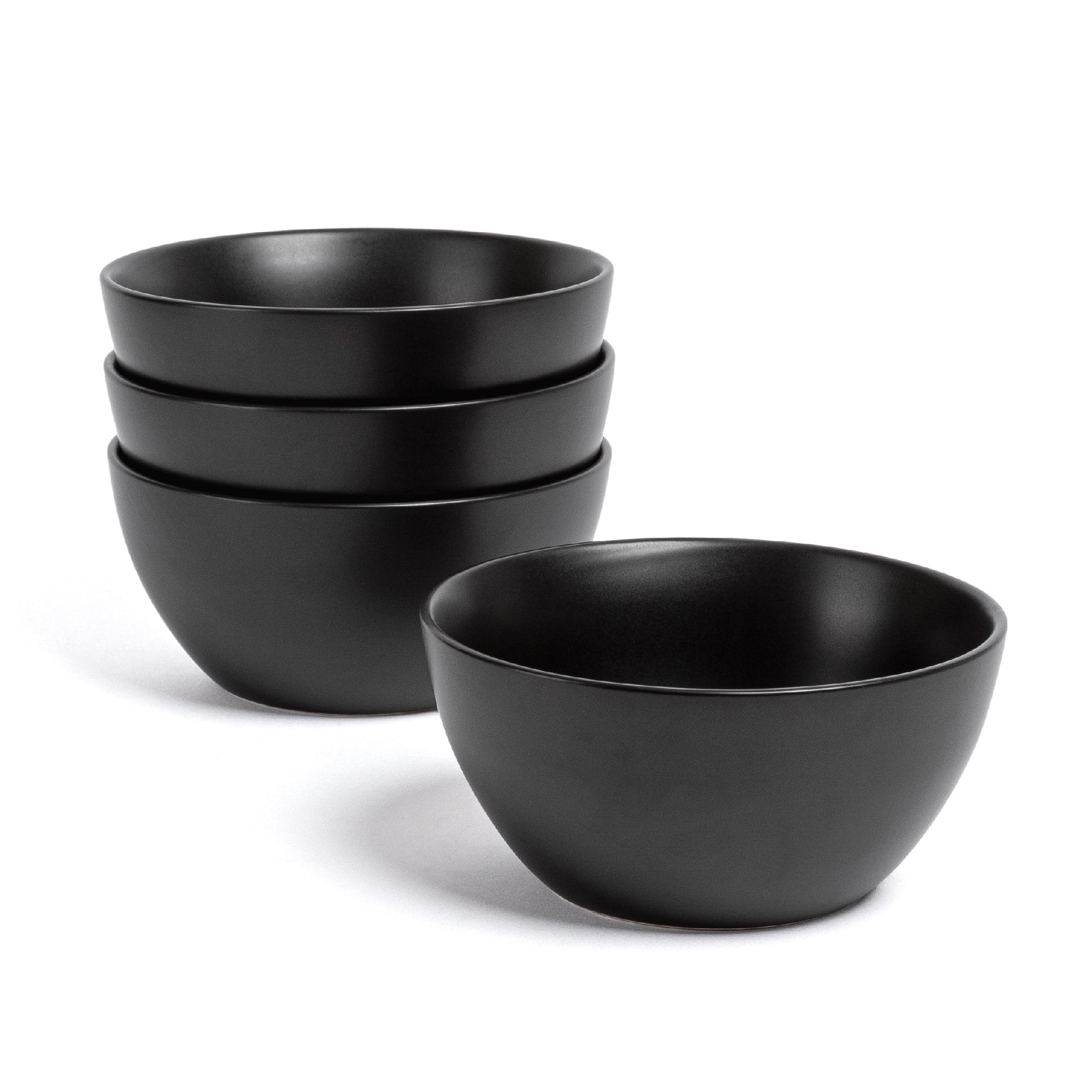 over&back Coupe Cereal Bowl Set, Semi-Matte Black Cereal Bowls Set ...
