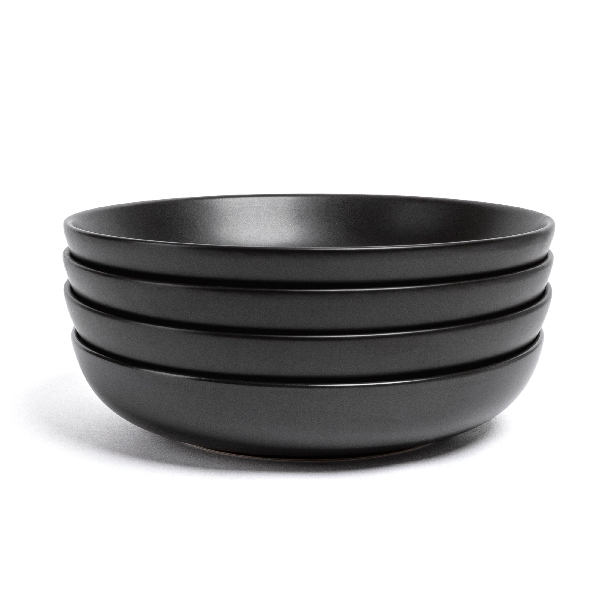 over&back Coupe Dinner Bowl Set, Semi-Matte Black stoneware pasta bowls ...