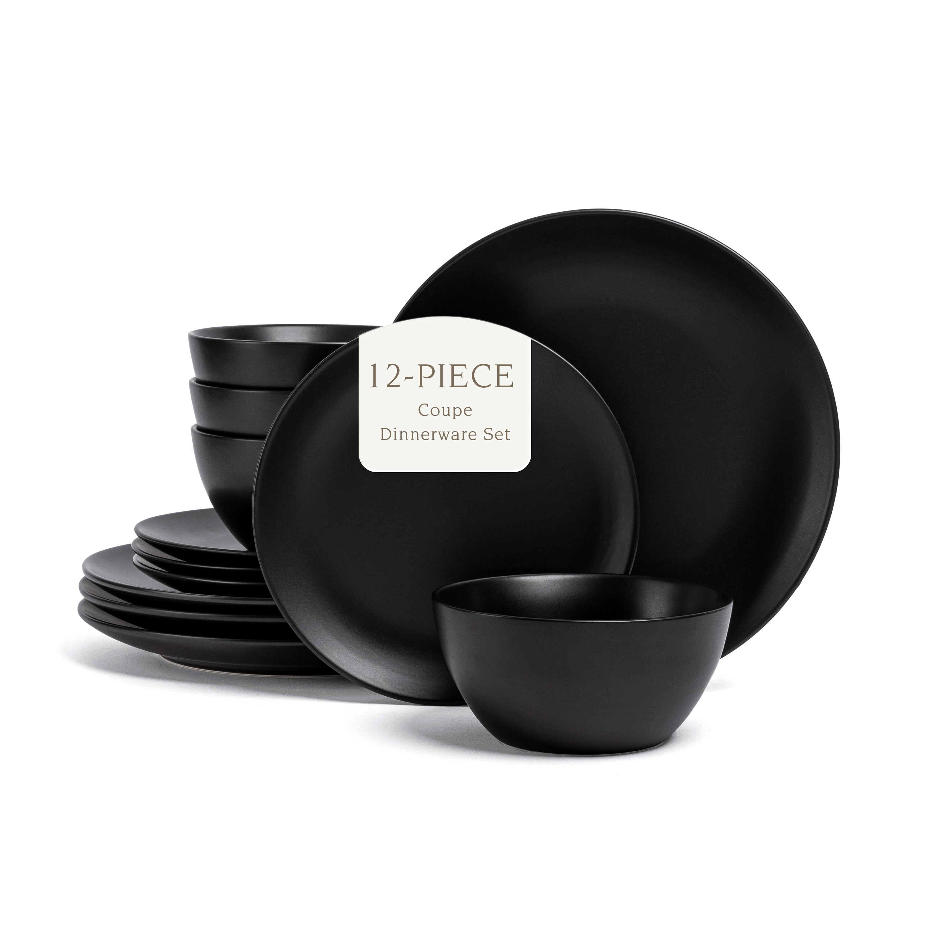 over&back Coupe Dinnerware Set - Stoneware Dishes - Comes with 4 Dinner ...