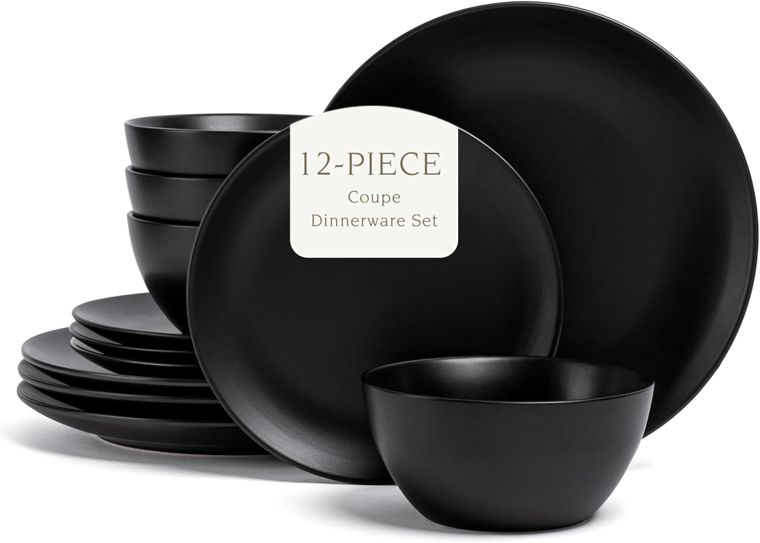 over&back Coupe Dinnerware Set - Stoneware Dishes - Comes with 4 Dinner ...