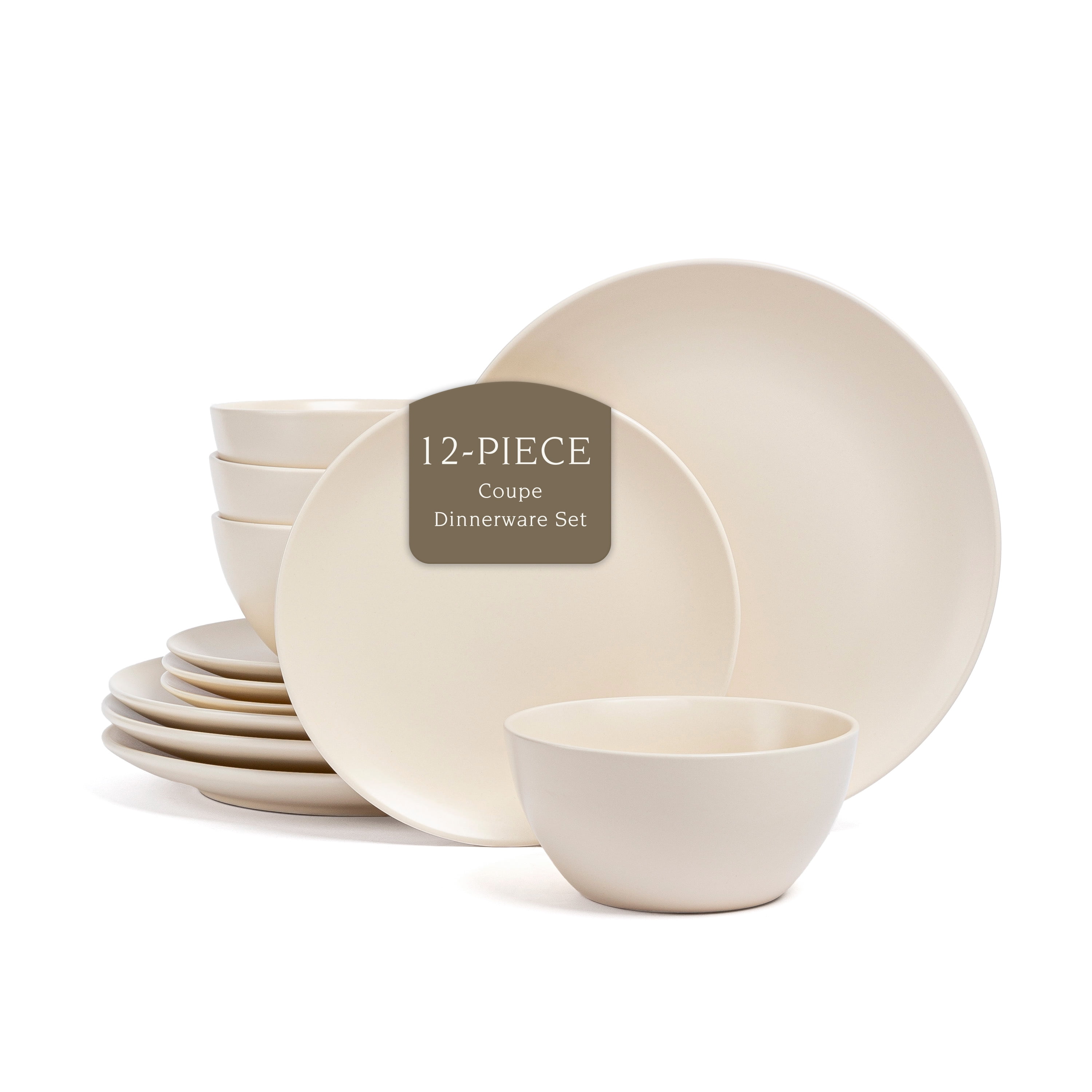 over&back Coupe Dinnerware Set - Stoneware Dishes - Comes with 4 Dinner ...