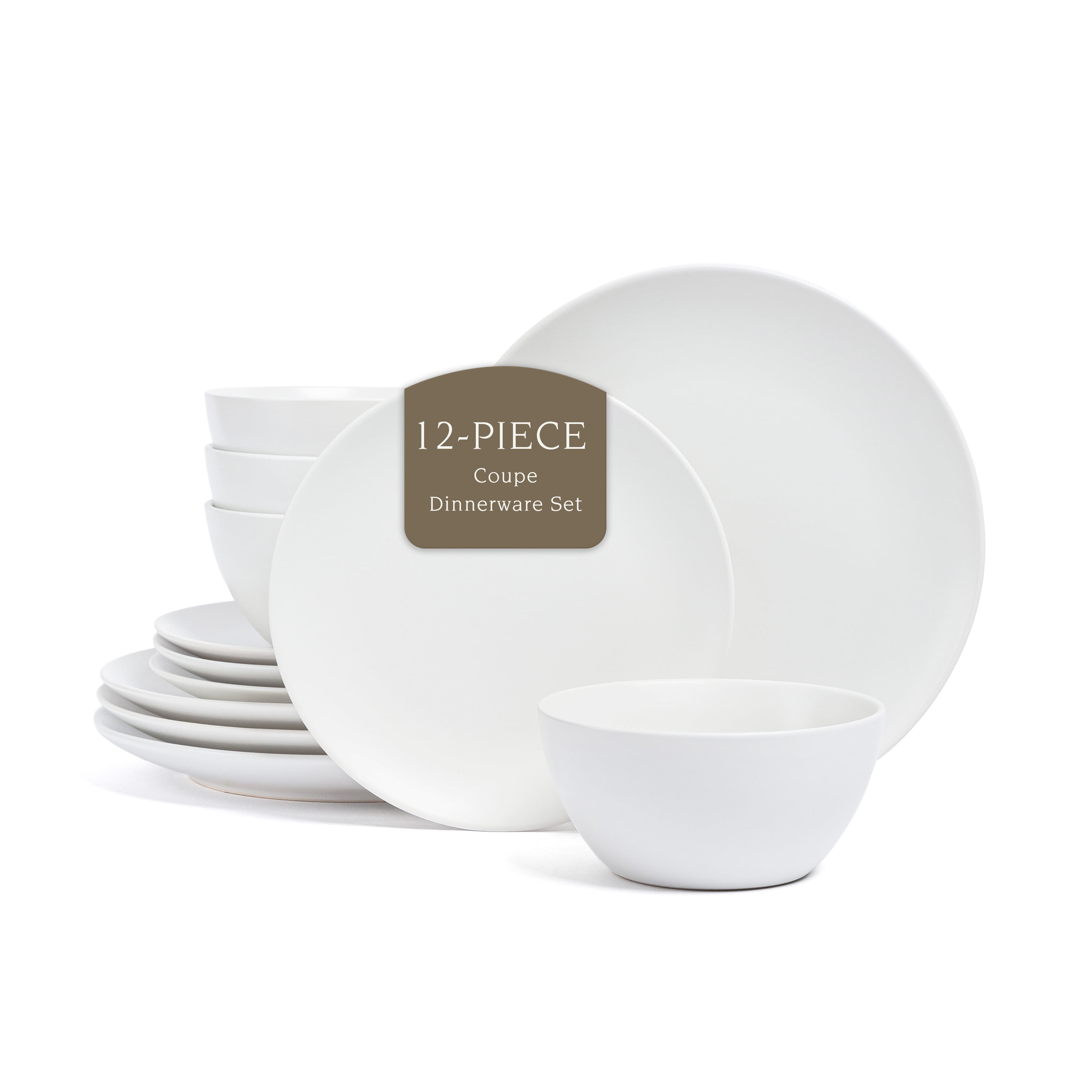over&back Coupe Dinnerware Set - Stoneware Dishes - Comes with 4 Dinner ...
