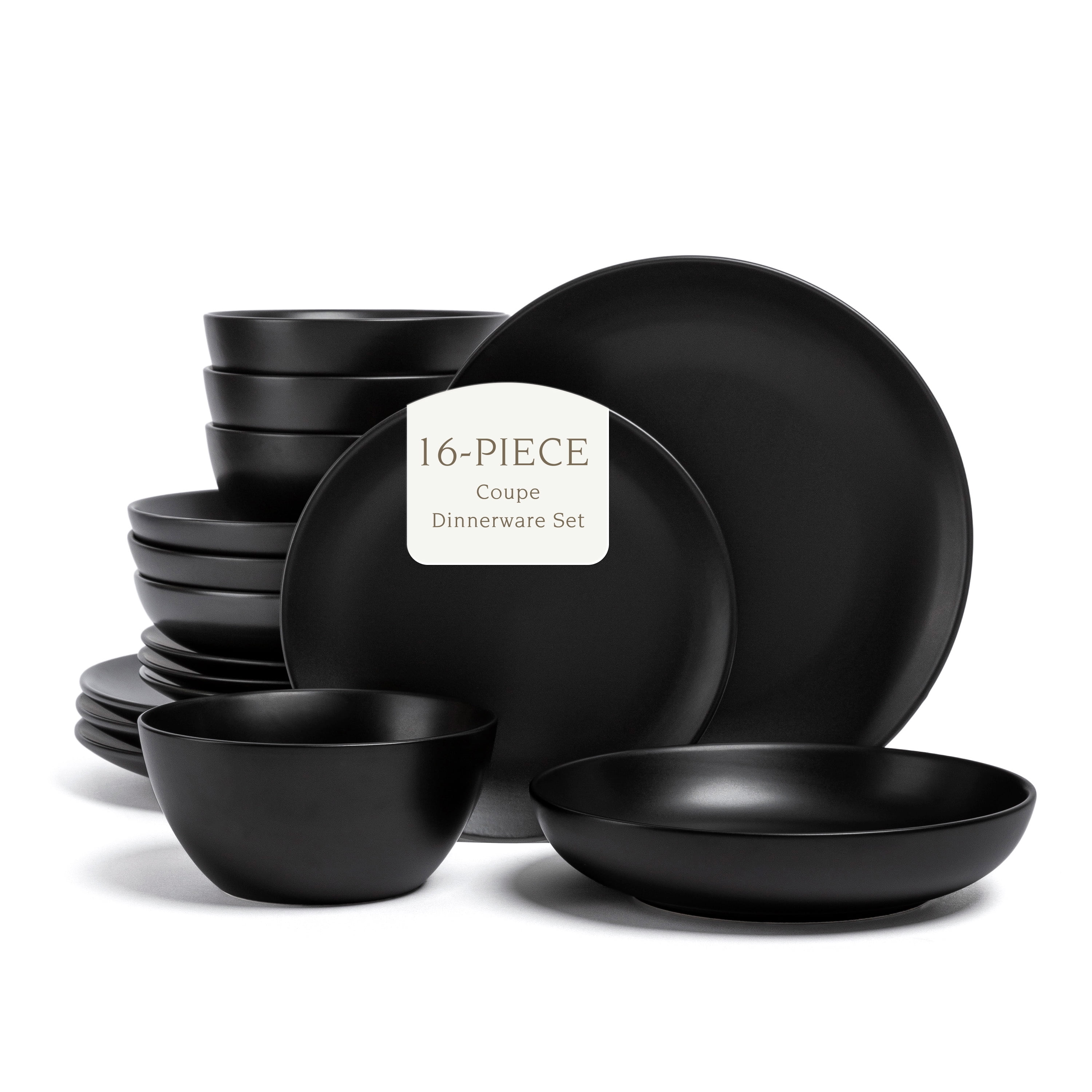 over&back Coupe Dinnerware Set - Stoneware Dishes - Comes with 4 Dinner ...
