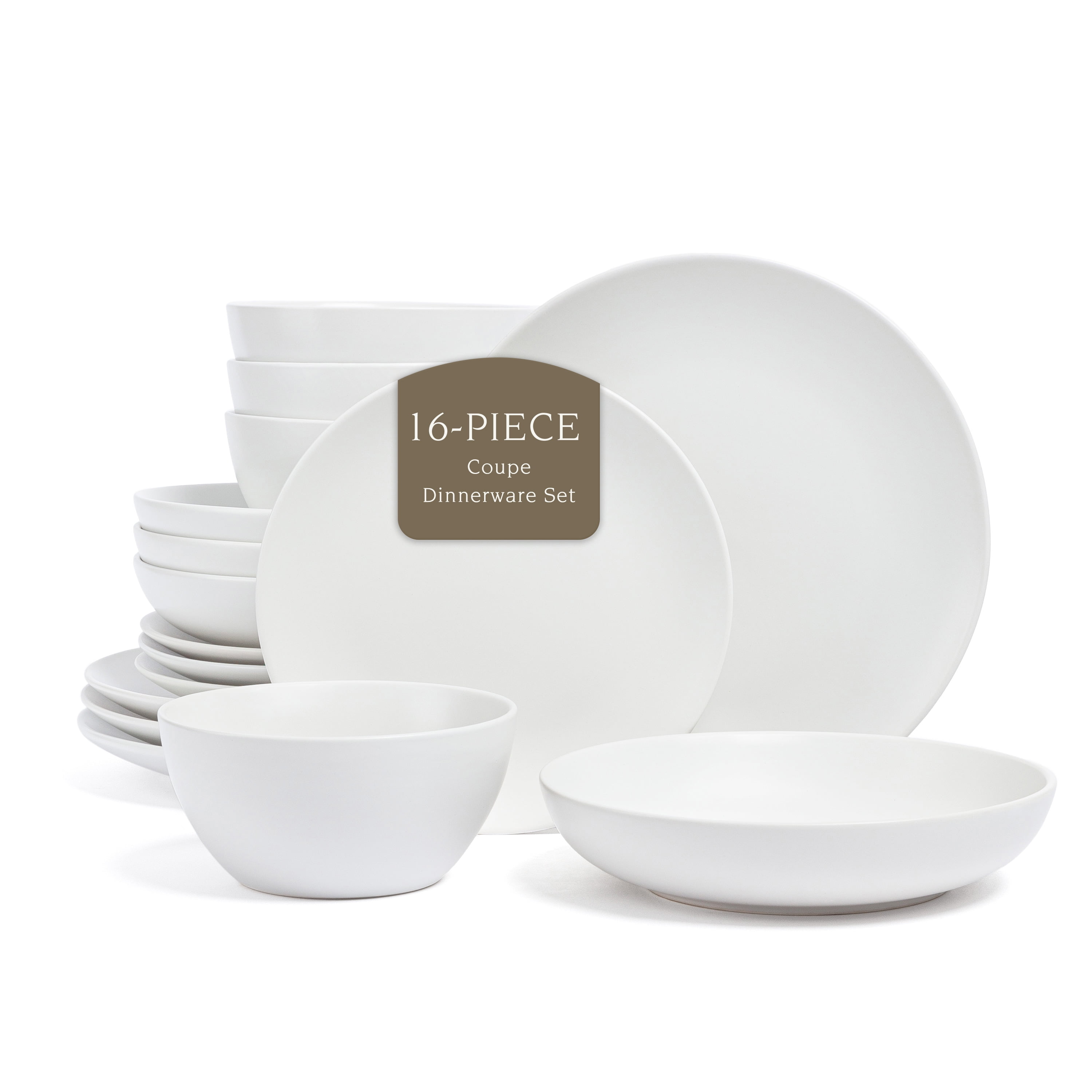 over&back Coupe Dinnerware Set - Stoneware Dishes - Comes with 4 Dinner ...