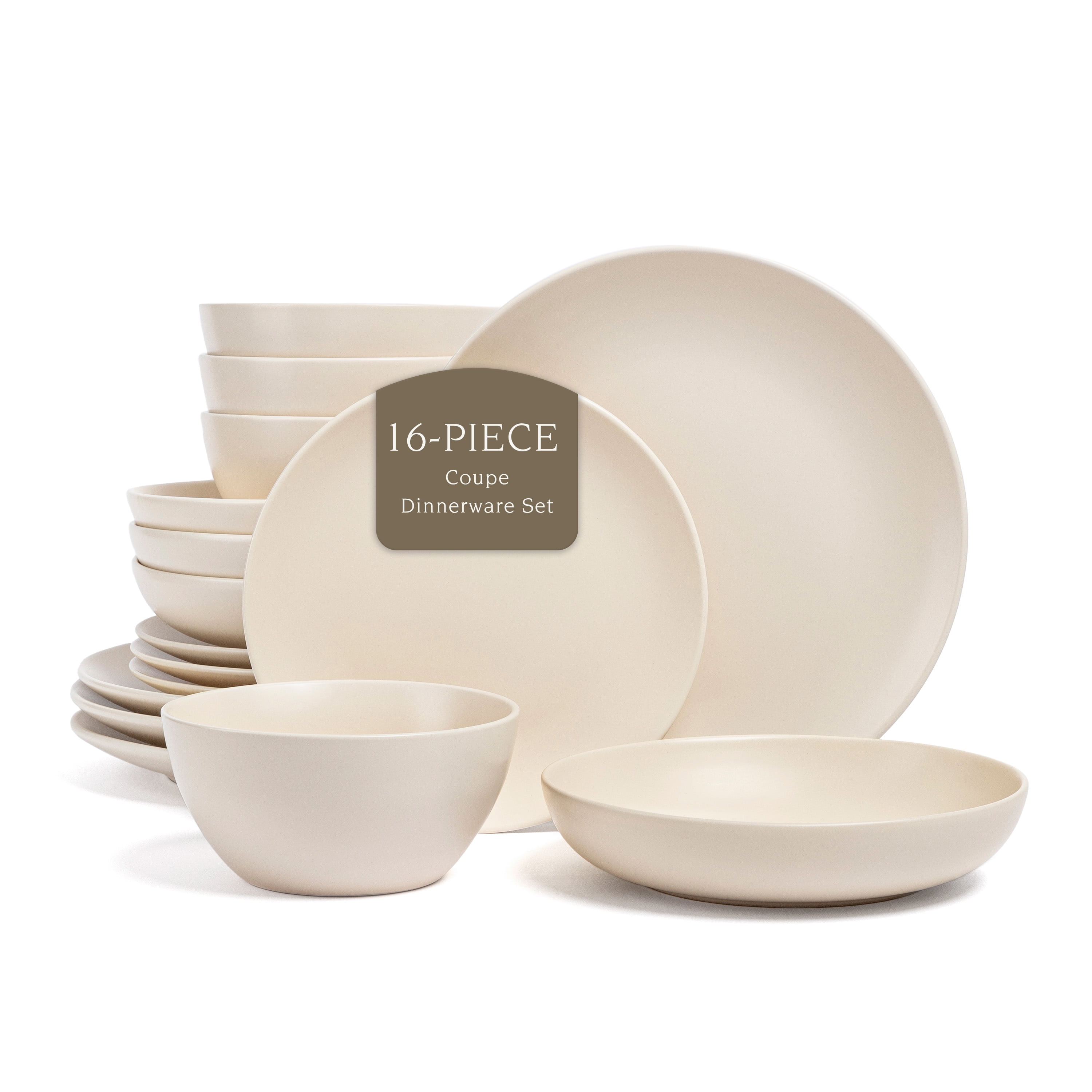 over&back Coupe Dinnerware Set - Stoneware Dishes - Comes with 4 Dinner ...