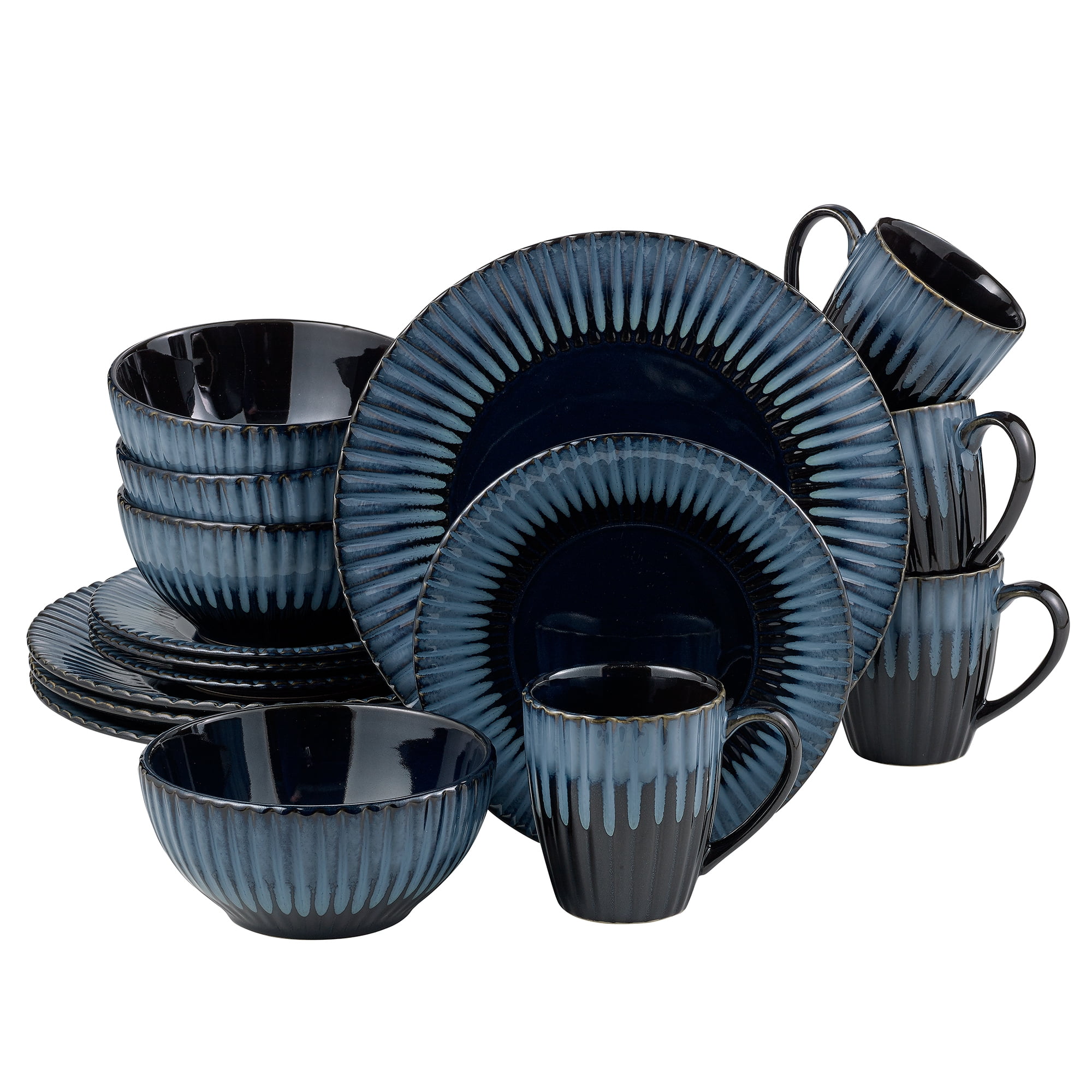 over&back Dinnerware Set - Reactive Glaze Dish Set with Dinner Plates ...