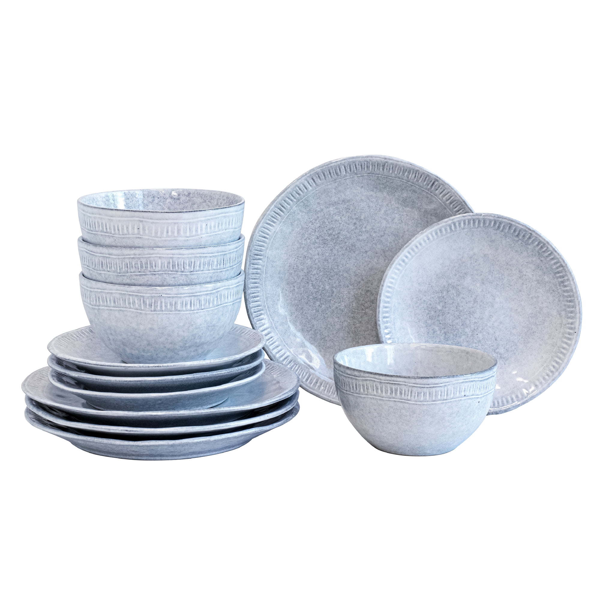 over&back Dinnerware Set - Stoneware Dish Set with Dinner Plates, Salad ...