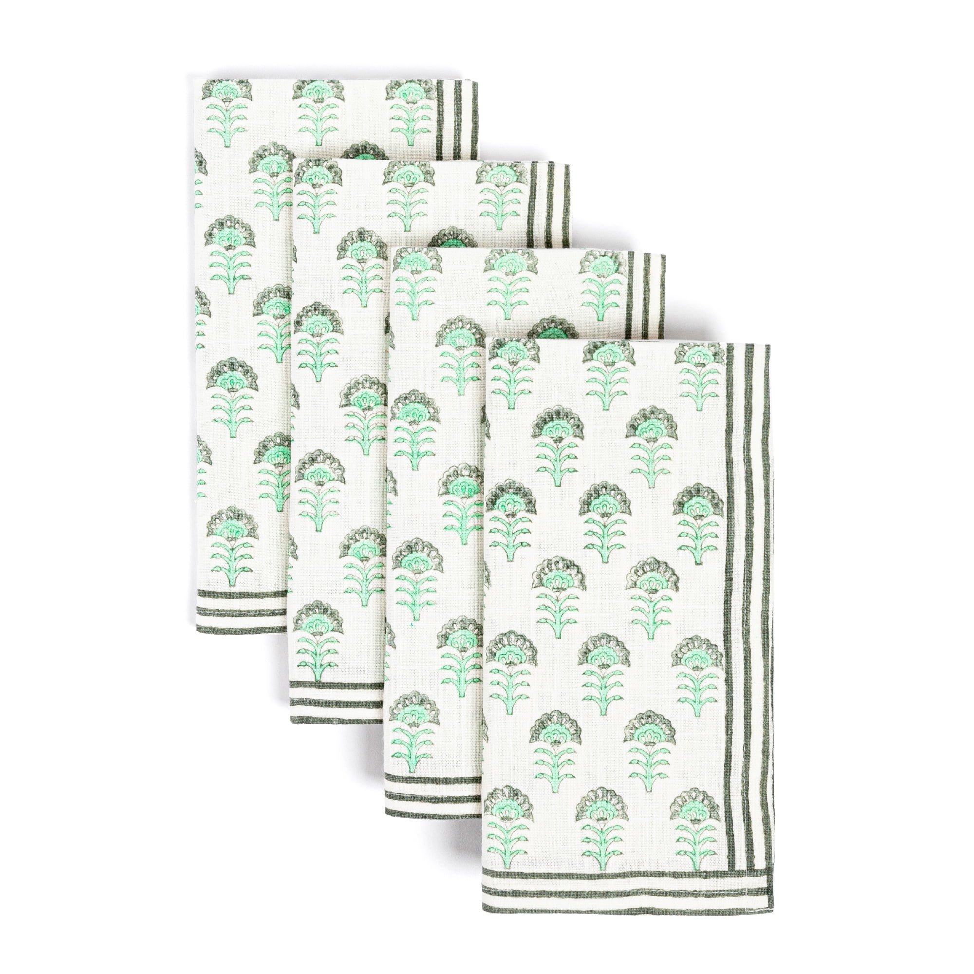 over&back Hand-Blocked Printed Cotton Cloth Napkins - Washable Napkins ...